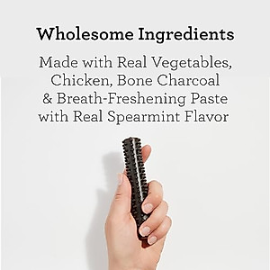 Dreambone Triple Action Dental Sticks Charcoal, 6 Count, Rawhide-Free Chews for Large and XL Sized Dogs Freshens Breath