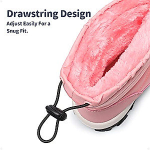 DREAM PAIRS Boys Girls Snow Boots Lightweight Slip Resistant Mid Calf Winter Shoes for Little/Big Kid,Size 2 Little Kid,Pink,SDSB2224K