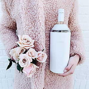 Vinglacé Wine Bottle Chiller- Portable Champagne Insulator- Stainless Steel Wine Cooler Sleeve, White