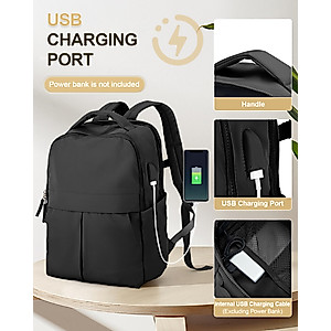 suratio Black Laptop Backpack for Women Gym Backpack Casual Daypack Backpacks Travel Backpack for Traveling on Airplane Work Backpack for Men Lightweight Computer Backpack College Teacher Backpack