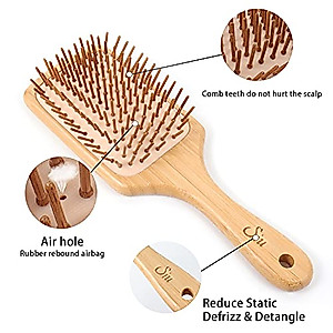 SIU Bamboo Paddle Hair Brush Detangling Hairbrush for Women, Men and Kids, Suitable for All Hair Styles - Large