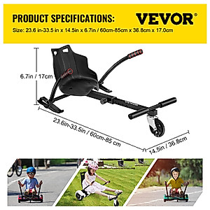 Popsport Adjustable Hover Go Kart Hover Kart Stand Go Kart Seat for 6.5'' 8'' 10'' Two Wheel Self Balancing Scooter (Anti-Turning Go Kart)