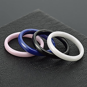 Ceramic Ring Simple Plain Wedding Band Promise Statement Anniversary Stackable Band Ring Engagement Wedding Band Gifts for Women Her Black/White/Blue/Pink,Width:3mm/6mm/8mm
