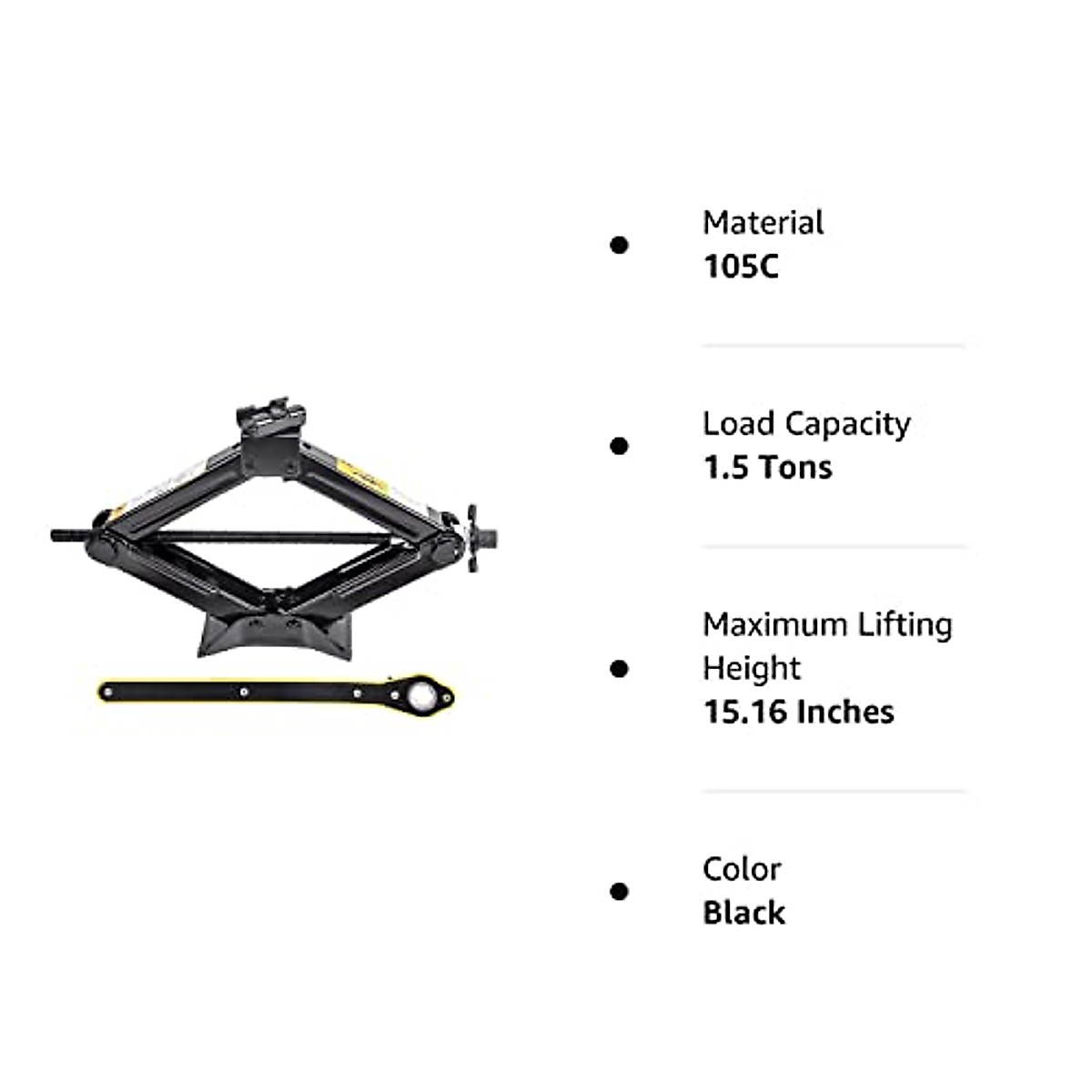 LEADBRAND Scissor Jack 1.5 Tons(3,307 lbs) Capacity Ratchet Handle Saving Strength Design