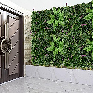 DETTELIN 40x60cm Artificial Grass Panel, Mixing Plant Green Hedge Plant Screen, Faux Hedge Green Plant Background Decorative Wall for Home Wedding Decor