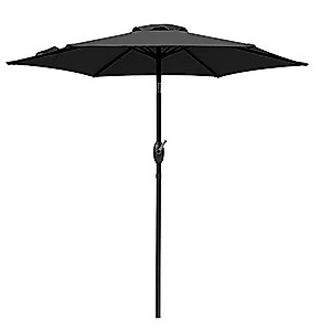 SUNVIVI OUTDOOR 7.5 Ft Patio Umbrella Outdoor Market Table Umbrella Luxury Aluminum Pole Umbrella with Push Button Tilt and Crank, 6 Ribs, Polyester Canopy, Black
