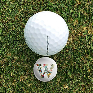 GRAPHICS & MORE Letter W Floral Monogram Initial Golf Hat Clip with Magnetic Ball Marker