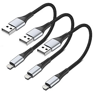6 inch Short iPhone Charging Cable, 3Pack 0.5ft USB to Lightning Cable Braided iPhone Charger Short Cord Fast Charging for Apple iPhone 14 13 12 11 Pro Max Mini 10 8 7 Plus XR XS MAX SE, AirPods