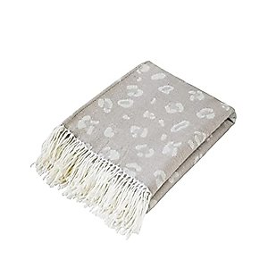 Bangya Acrylic Jacquard Throw Blanket with Decorative Fringe for Travel,Bed, Sofa, Couch,Office (Grey, 50inch x 60inch)