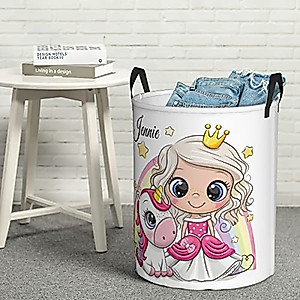 Custom Laundry Baskets For Bathroom Bedroom Personalized Laundry Hamper Storage Bin Unicorn Princess