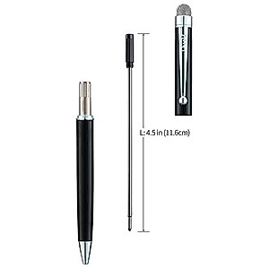 ChaoQ Stylus Pen, 4 Pcs Hybrid Mesh Fiber Tip Stylus Pens and Ballpoint Pens for Touch Screen Devices with 6 Extras Mesh Fiber Tips 6 Rubber Tips (4 Pens and 12 Tips) - Black, White, Red, Blue