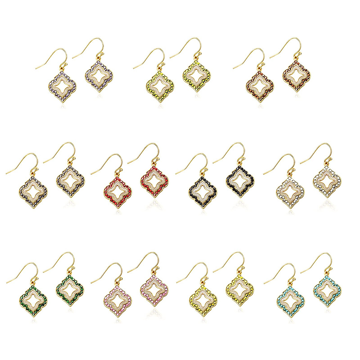 Gold Dangle Earrings: Black Diamond Drop Dainty Rhombus Bohemian Fashion Jewelry for Women Girls Teen (dark black)