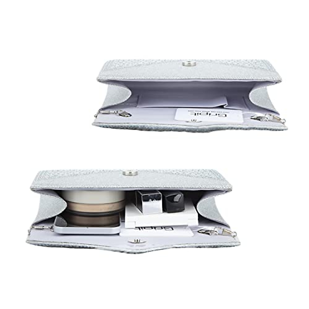 GripIt Rhinestones Clutch Evening Purses for Women Wedding Formal Evening Handbag Dress Elegant Purses Sparkly Clutch,Silver