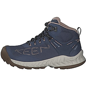 KEEN Women's NXIS Evo Mid Height Waterproof Fast Packing Hiking Boots, Vintage Indigo/Harbor Gray, 8.5