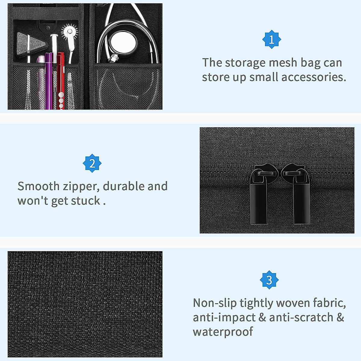 YINKE Stethoscope Case for 3M Littmann Classic III/Cardiology IV/Lightweight II S.E. & MDF Acoustica Stethoscope, Hard Organizer Storage Bag for Nurses and Doctors Accessory (Black)