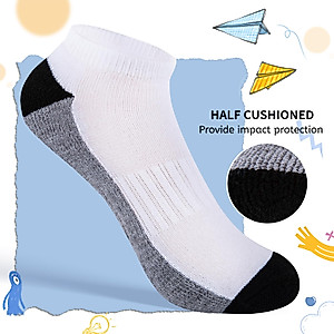 Comfoex Boys Socks 8 Pairs 6-8 4-6 8-10 Years Old Ankle Athletic Low Cut Socks Short Half Cushioned Socks