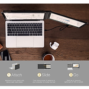 SideTrak Slide Portable Monitor 12.5" Screen with Carrying Case - Attaches to Your Laptop for Easy Travel - Efficient USB Power - Fits Mac and PC 13"-17" Laptops - Full HD IPS Display (Patent Pending)