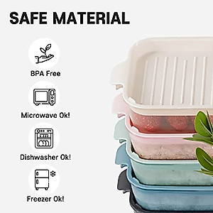 GOODSDECO Food Storage Containers Set - BPA Free Plastic Containers with Easy Lock Lids Set of 5 (Total 10 Pieces), Microwave Dishwasher Safe, Kitchen Pantry Organization (Beige)