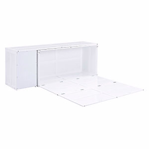 Mobile Cube Murphy Bed, Wood Queen Size Murphy Bed Chest with Rotable Desk, Space-Saving Folding Bed Floor Bed, Kids Adults Bedroom Furniture Queen Bed Multipurpose Cabinet Bed Murphy Bed (White Bed)