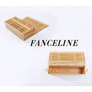 FANCELINE Bamboo Shoulder Bag for Women Summer Straw Bags Wooden Beach Purse Basket Handle Handbags