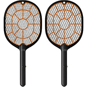 Black + Decker Electric Fly Swatter & Fly Zapper- Bug Zapper Racket Indoor & Outdoor- Handheld, Heavy- Duty Mosquito Swatter, Battery- Powered, Non- Toxic Safe for Humans & Pets Fly Swatters- 2 Pack