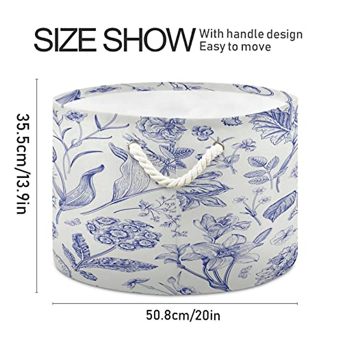 Kigai Cotton Rope Basket Toile Pattern Large Storage Basket for Toys Blanket Baby Laundry Basket for Nursery, Closet, Bedroom, Home Organization