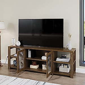 Panana TV Stand Entertainment Center TV Storage Cabinets Media Console with 2 Doors 4 Cubby TV Stand up to 70 Inch