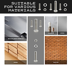 Dana Fred 104PCS 304 Stainless Steel Bolts and Nuts Kit,Hex Bolts and Nuts Assortment Set,1/4-20,5/16-18,3/8-16,15 Sizes Machine Screw Assortment Kit