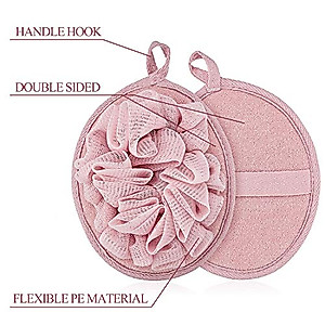 6 Pieces Bath Shower Loofah Pouf Sponge Mesh Pouf Shower Ball Exfoliating Body Loofah Pad Shower Scrubber Ball Shower Glove with Flower Bath Ball (Multi-color)