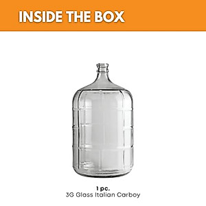 FastRack 3 Gallon Italian Glass Carboy Clear | Food Grade, Leak-Proof for fermentation, brewing & storage | 3 Gallon Fermenter | Large Glass Carboy for Home Brewing, Kombucha, Wine and Beer | 1 Pack