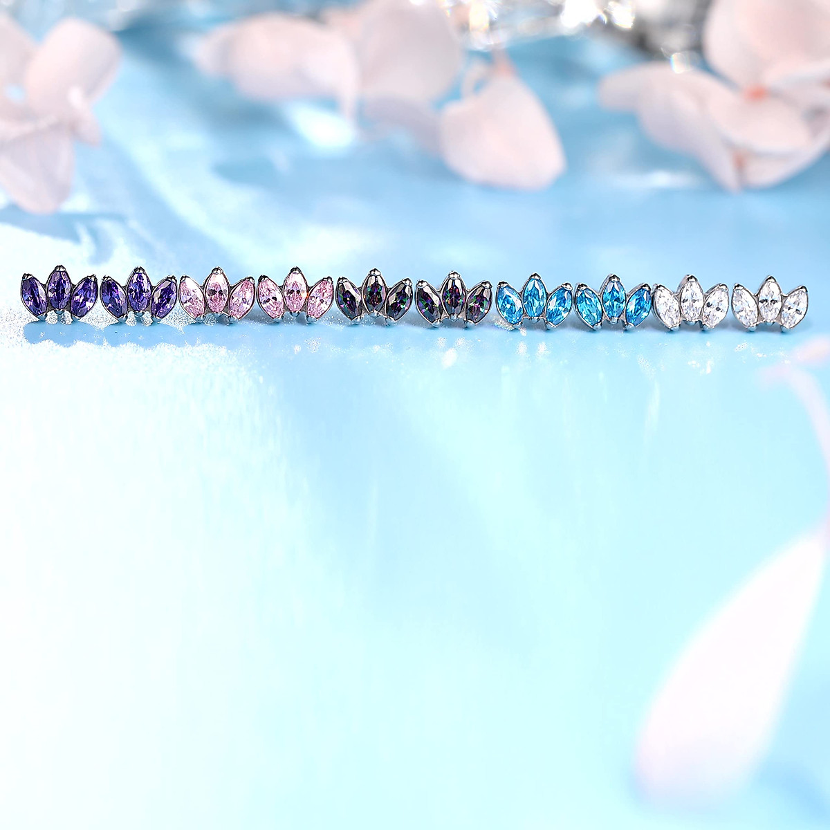 Limerencia Hypoallergenic G23 Pure Titanium Earrings | Crown Cubic Zirconia | F136 Implant Grade Piercing Studs| Suitable for Sensitive Ears Delicate Jewelry (White)