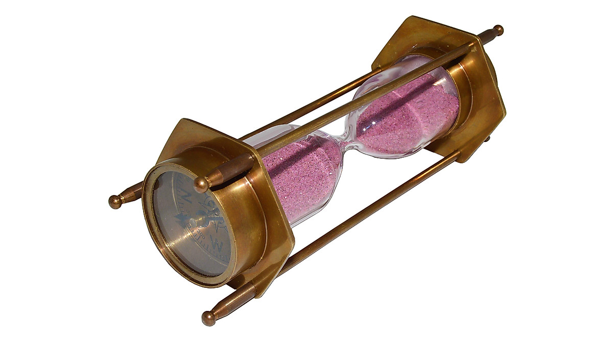 Brass Pirate Hourglass with Timer & Compasses | Nautical Decor