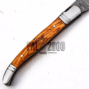 PAL 2000 KNIVES FOL-9695 Custom Handmade Damascus Steel 9 Inches Folding Pocket Hunting Knife