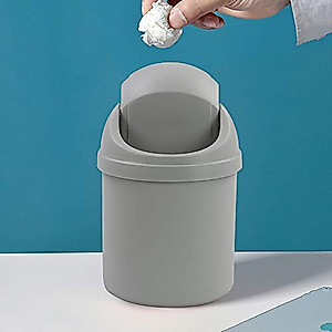 DynkoNA 2 L Mini Desktop Waste Bin, Countertop Garbage Can with Lid (Grey)