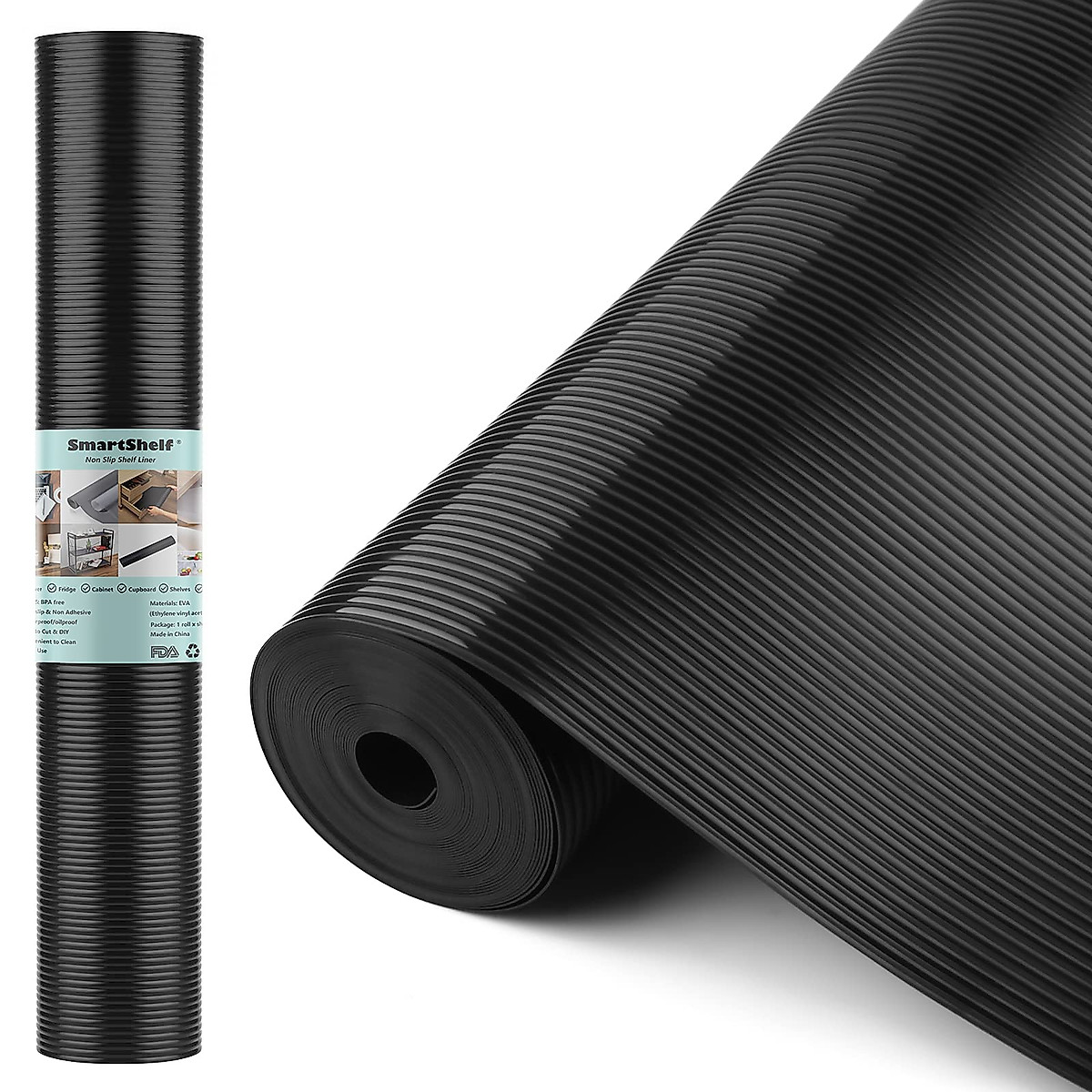 Shelf Liners for Kitchen Cabinets Non Adhesive Drawer Liner EVA Material Cupboard Mat Refrigerator Mats Washable Fridge Liner for Cabinet, Storage and Desks 11.8 x 59 Inches