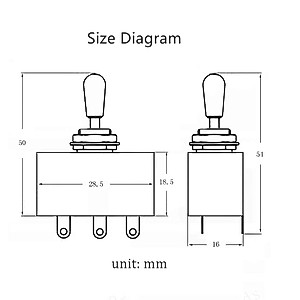 JD.Moon Metal Electric Guitar 3 Way Box Toggle Switch for Les Paul with Brass Tip (Chrome)
