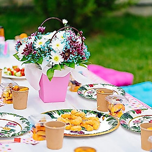 MEZOOM 75pcs ALOHA Tableware Set Tropical Luau Napkin Flamingo Paper Plate(7 & 9 In) Hawaiian Disposable Dinnerware Set with Hibiscus Flower & Palm Leaf for Summer Beach Themed Party Serves 25 Guests