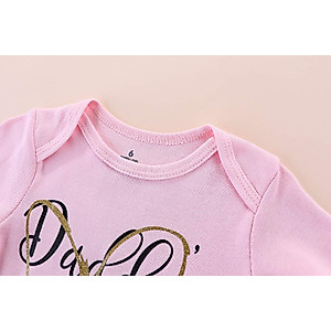 Newborn Infant Baby Bodysuit Mommy is My Valentine/Daddy's Little Valentine Romper Outfit Cute Cotton Jumpsuit Clothes (Daddy's Little Valentine-Gold Heart, 0-3 Months)