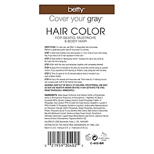 Betty Cover Your Gray Mens Hair Color for Beard, Mustache & Body Hair - Brown