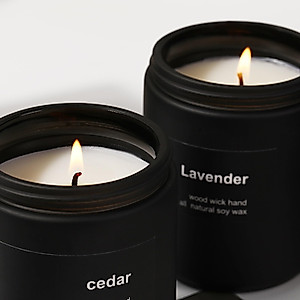 Scented Candle Lavender,7oz 45Hour Burn,Scented Candles for Home| Spring Candles| Black Jar Candle|Soy Candles,Long Lasting Candles |for Men & Women Candles Gifts (Lavender Woods, 7oz)