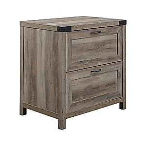 Walker Edison Bergman Modern Farmhouse 2-Drawer File Cabinet with Metal Accents, 30 Inch, Grey Wash