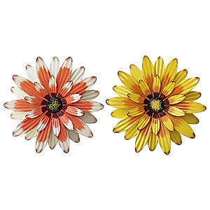 HONUTIGE Metal Flower Wall Art Daisy Wall Decor Sunflower Sculpture Hanging Ornament for Indoor Outdoor Home Bedroom Living Room Office Garden Porch