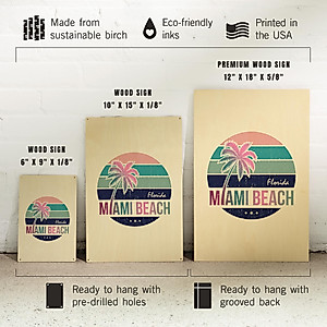 Lantern Press 6x9 Inch Wood Sign, Ready to Hang Wall Decor, Miami, Florida, Beach,