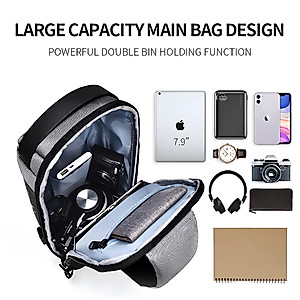 Glivpny Waterproof travel Crossbody Bag for Men,Anti Theft Sling Bag with USB Charger Port,Shoulder Hiking Chest Bags for Outdoor(Black-9530)