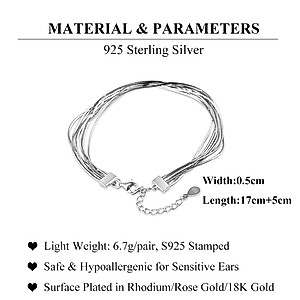 FarryDream 925 Sterling Silver Elegant Link Bracelet for Women Snake Bracelet Christmas Gifts