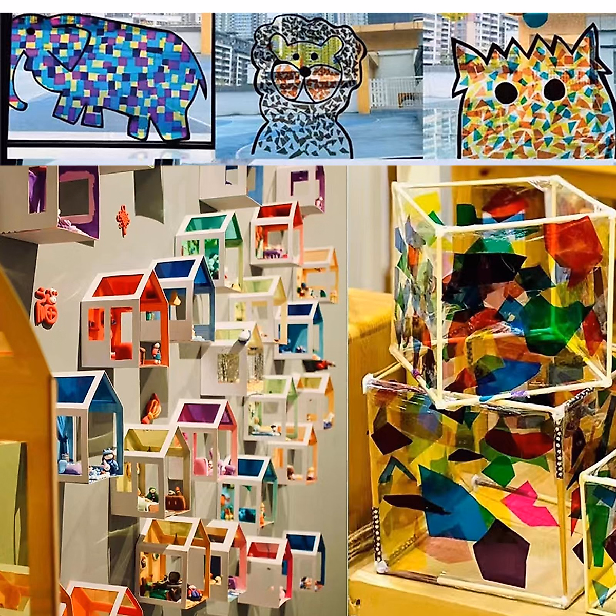 CMFYHM 7 Rolls Colored Cellophane Wrap Roll (34 in x 16.4 ft x 7 Colors) Extra Wide Cellophane Roll Transparent Color Cellophane Gift Wrapping for Gift Baskets,Flowers, DIY Craft,Baby Shower,