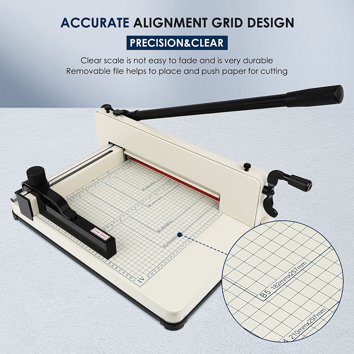 FAHKNS 17 Heavy Duty Guillotine Trimmer Paper Cutter,Cortadora de Papel 400 Sheets Paper Trimmer with Double Safety Protection Durable HSS Blade for Cutting Paper