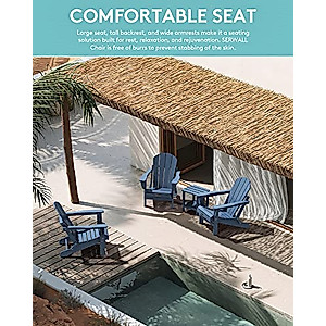 SERWALL Folding Adirondack Chairs Weather Resistant for Outdoor, Patio, Lawn, Garden, Backyard Deck, Fire Pit - Blue