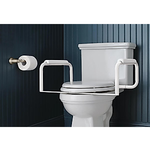 Moen Glacier White Home Care Bathroom Safety Toilet Grab Bar, Toilet Rails for Seniors, DN7015