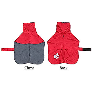 Winter Warm Jacket Waterproof Greyhound Dog Winter Coat with Warm Lamb Wool Lining, Outdoor Dog Apparel with Adjustable Bands for Medium, Large Dog -Red-M